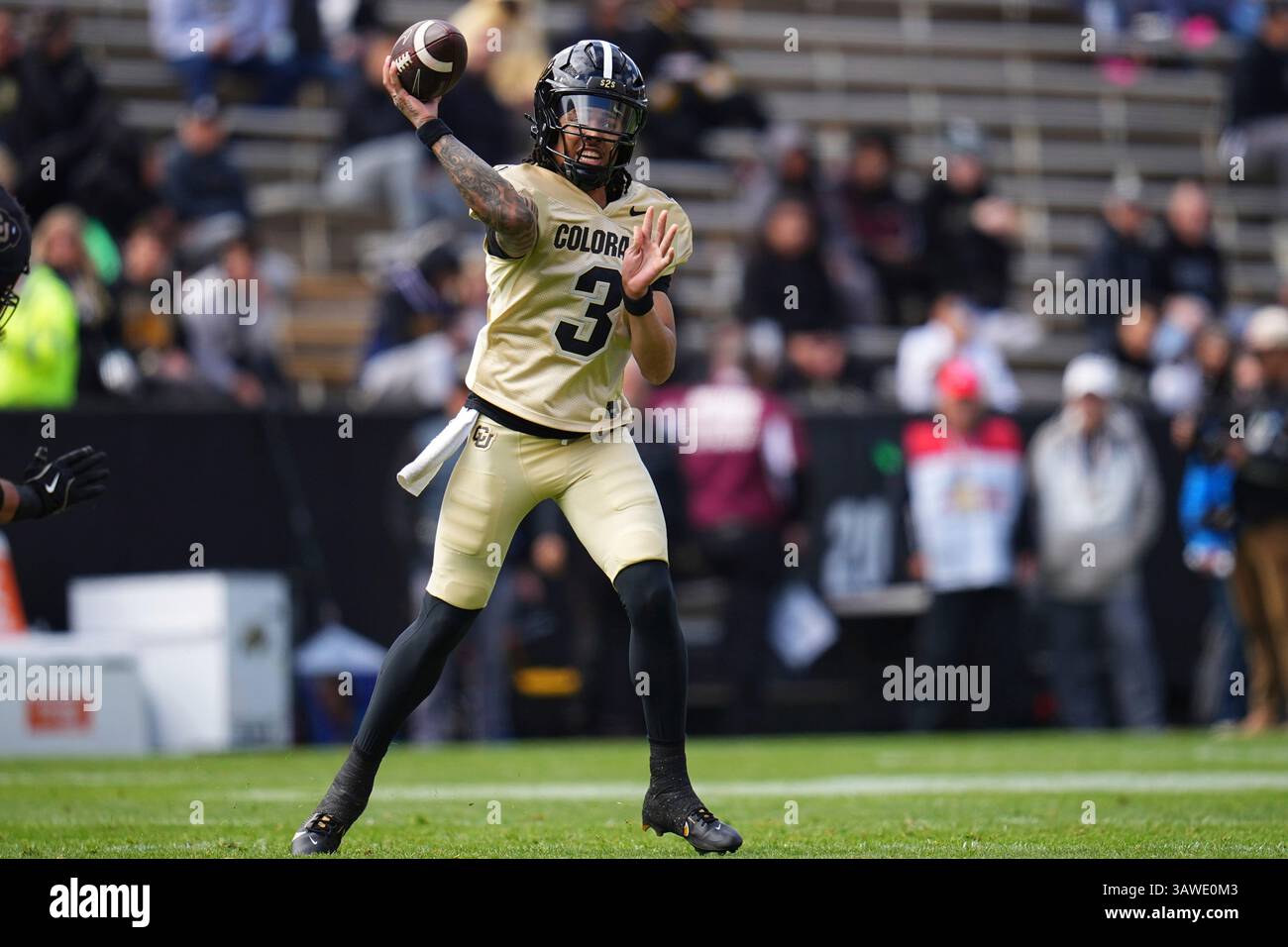 Colorado quarterback Kaidon Salter throws during an NCAA college ...