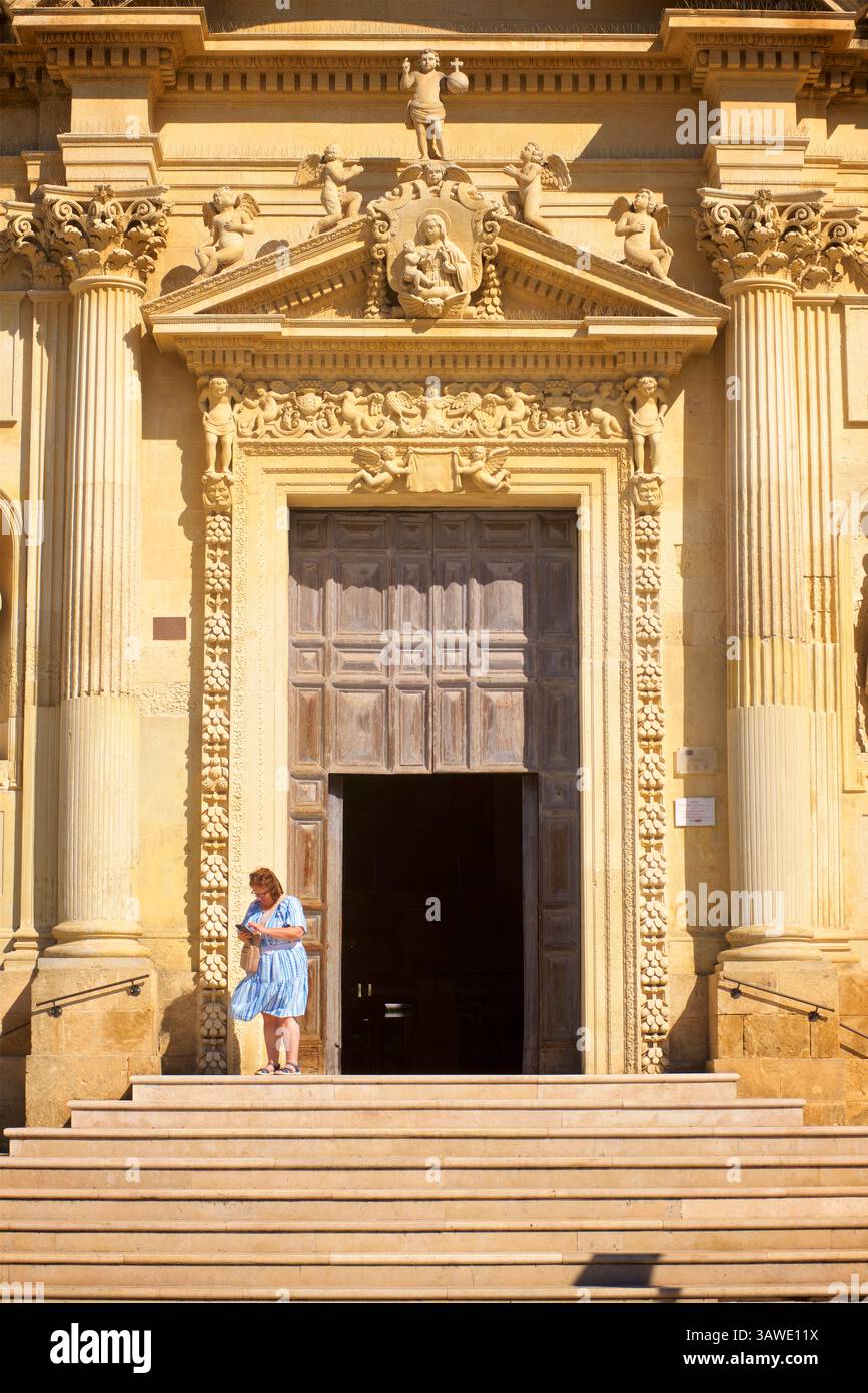 Detail of the baroque stonework on the front of the Basilica di Santa ...