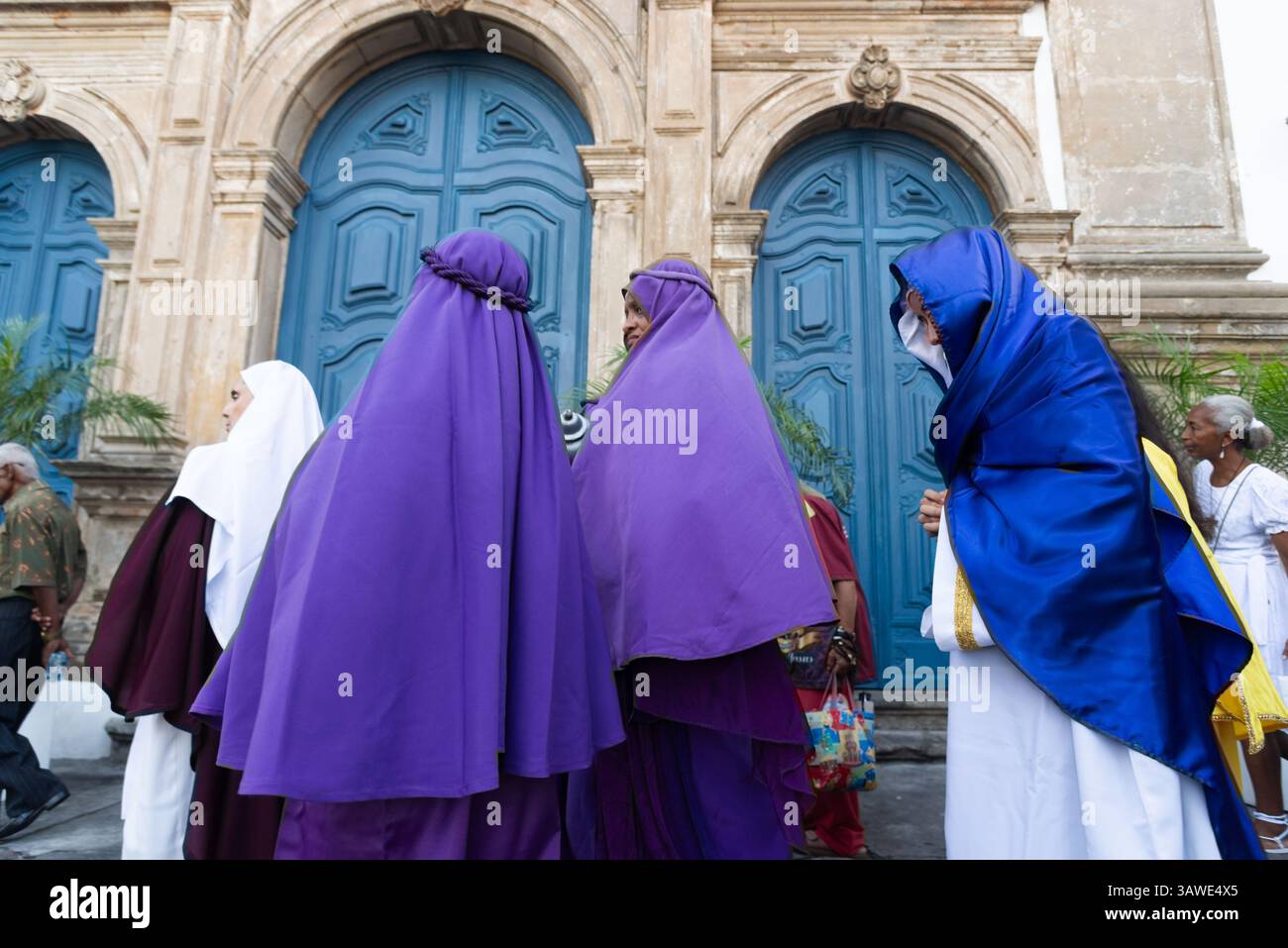 Salvador, Bahia, Brazil - April 18, 2025: Catholics are seen performing ...