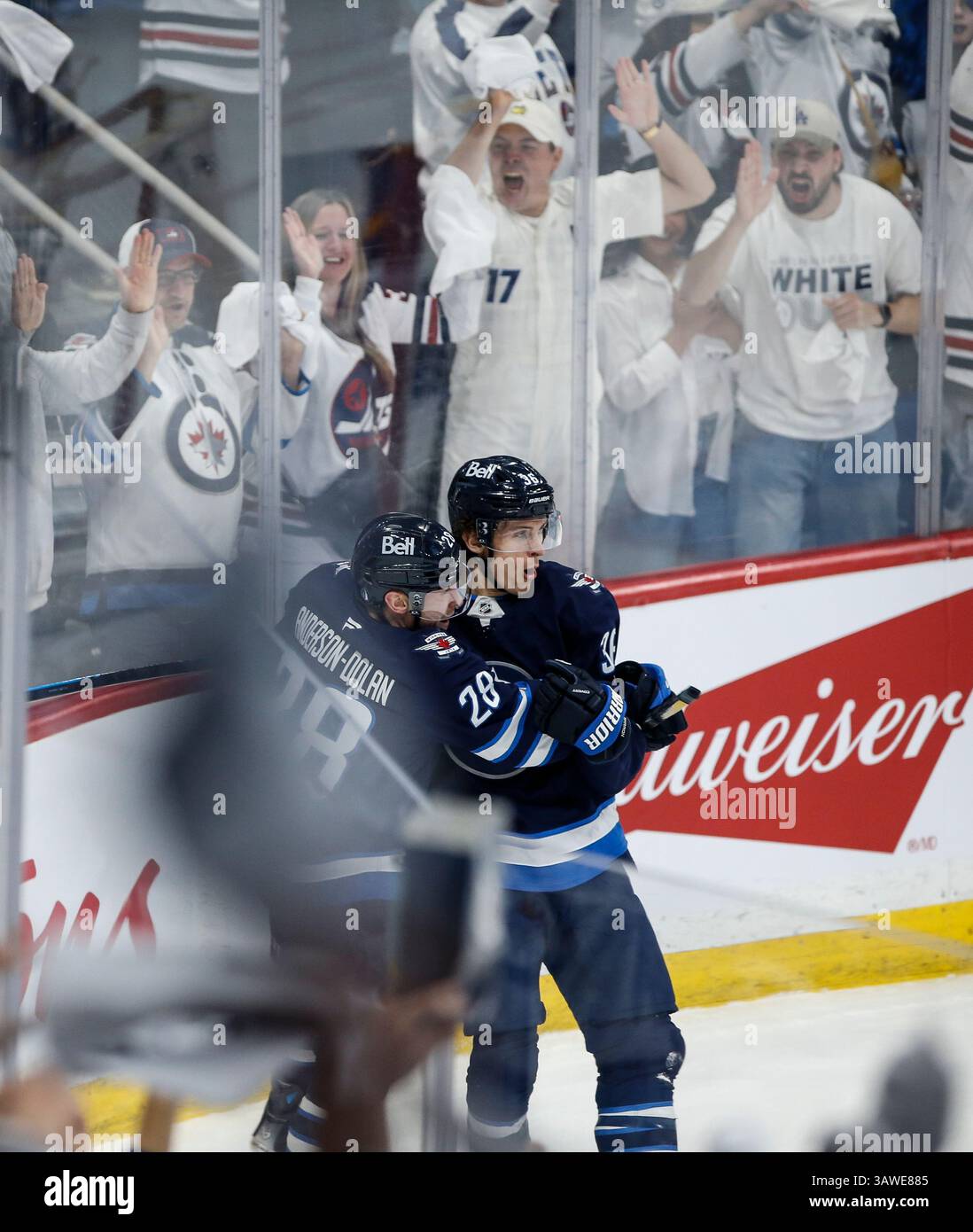 Winnipeg Jets' Jaret Anderson-Dolan (28) and Morgan Barron (36 ...