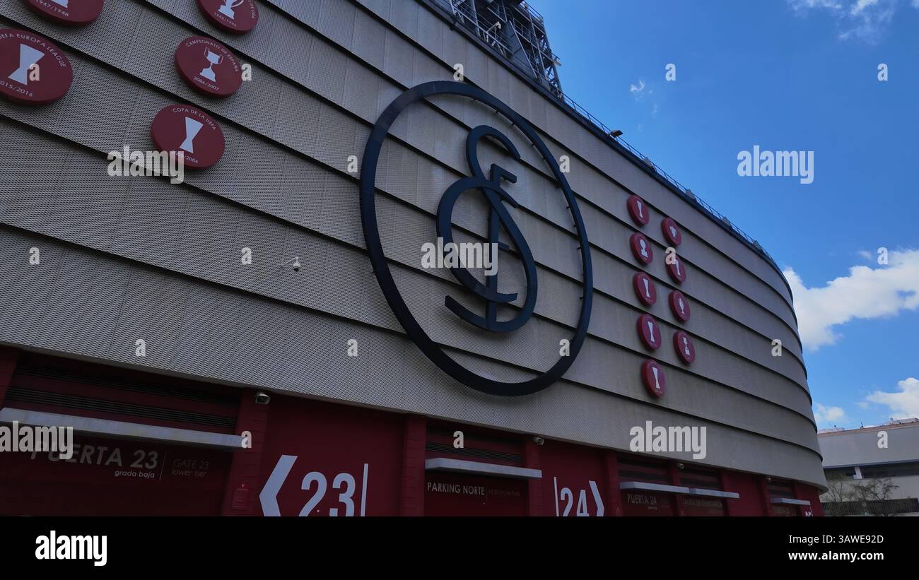 Ramon Sanchez Pizjuan Stadium, home of Sevilla FC, displaying the team ...