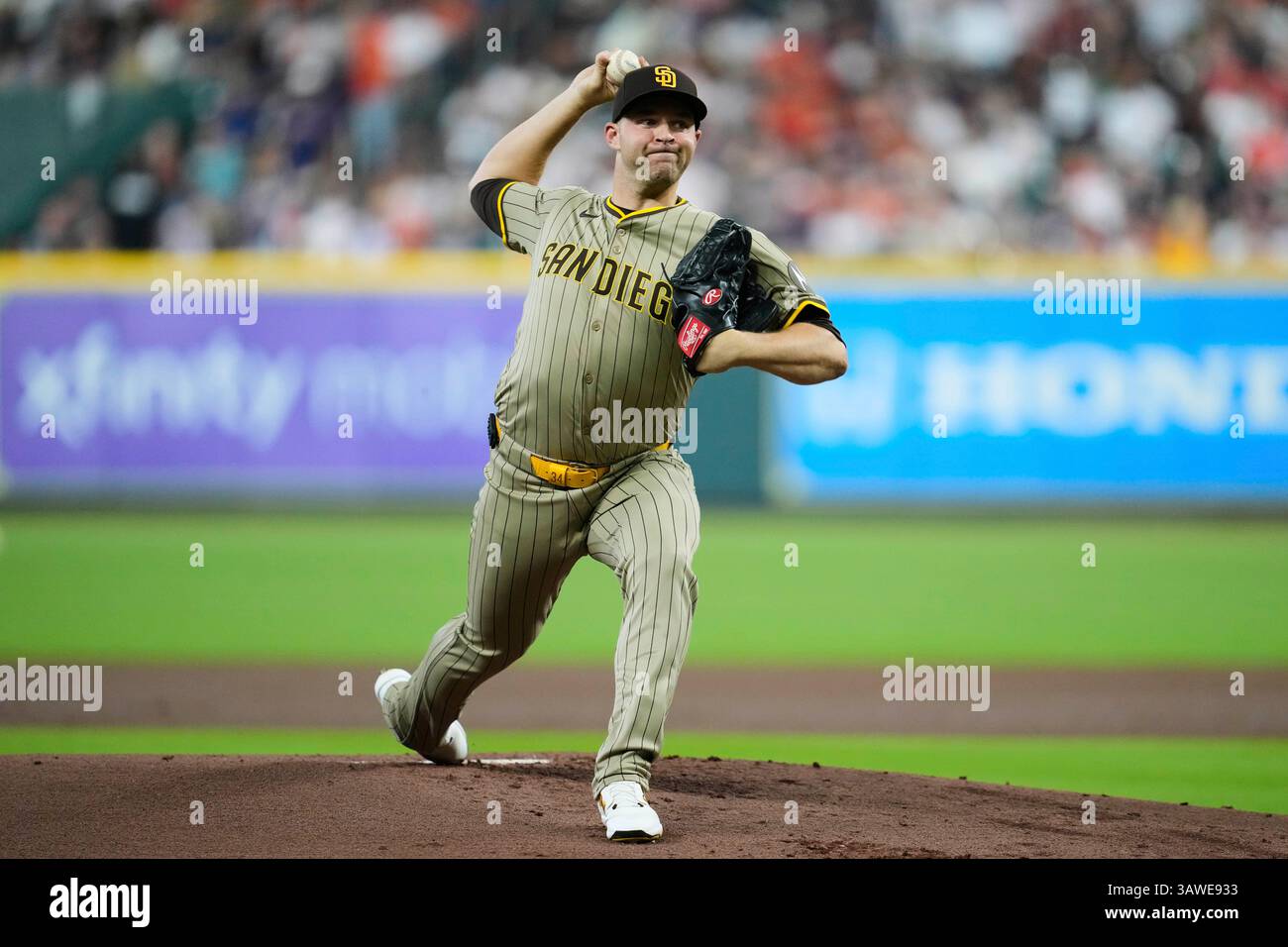 San Diego Padres starting pitcher Michael King throws during the first ...