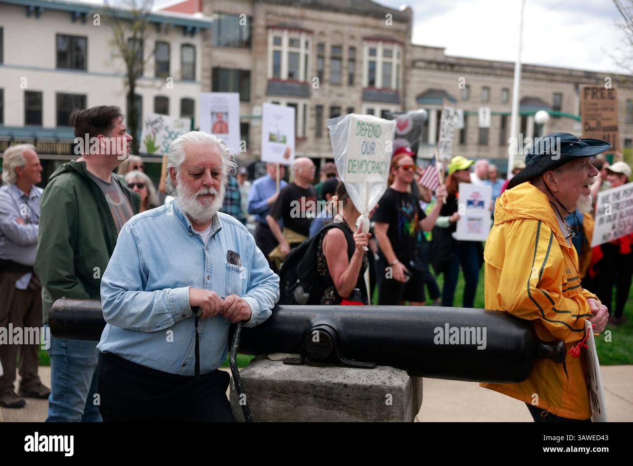 BLOOMINGTON, INDIANA - APRIL 19: Demonstrators protest against Trump ...