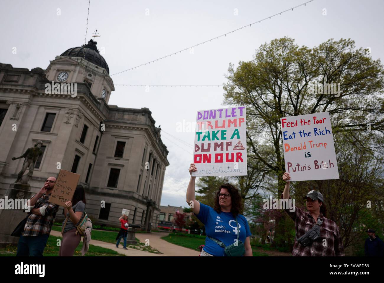 BLOOMINGTON, INDIANA - APRIL 19: Demonstrators protest against Trump ...