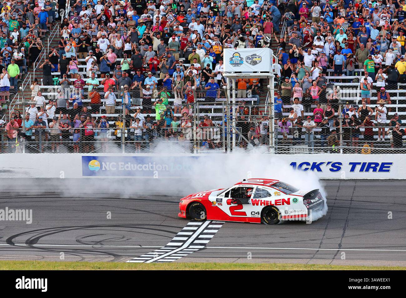 ROCKINGHAM, NC - APRIL 19: Jesse Love (#2 Richard Childress Racing Whelen Chevrolet) does a ...