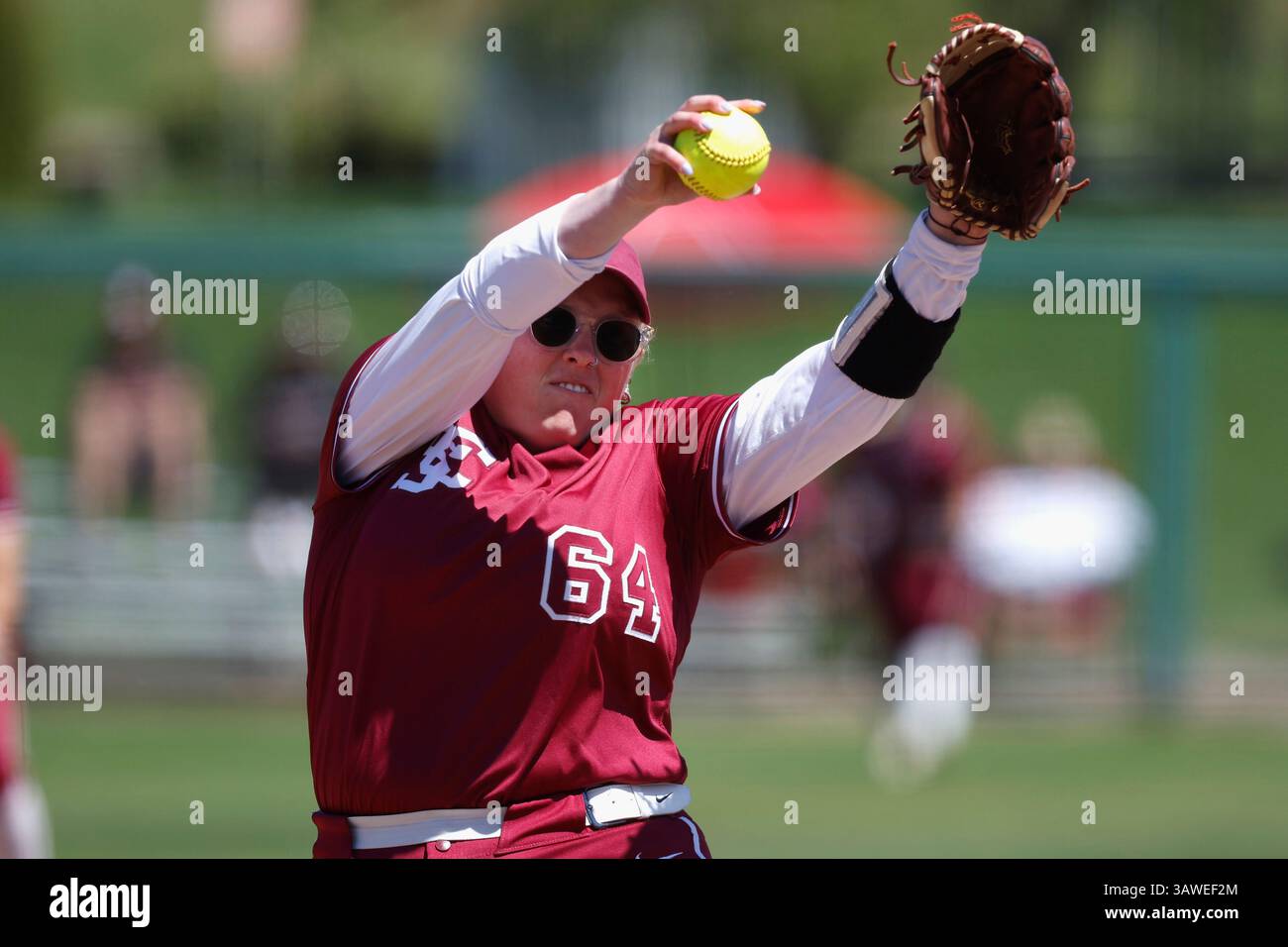 Santa Clara pitcher Hannah Edwards (64) pitches during an NCAA softball ...