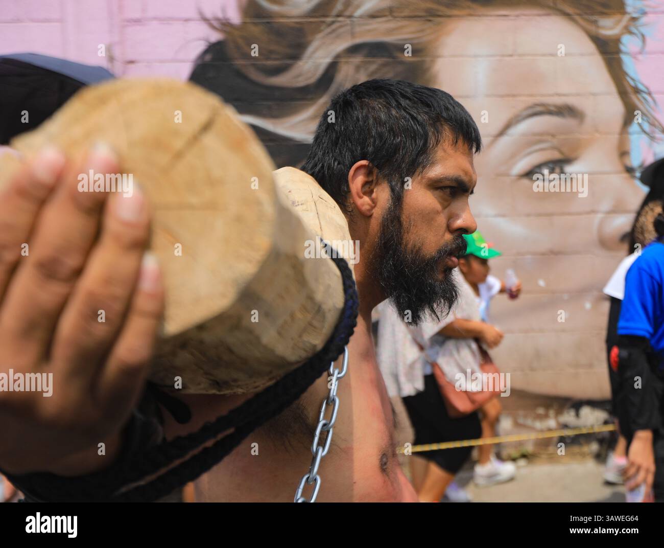 Mexico City, Mexico. 18th Apr, 2025. A penitent taking part during the ...
