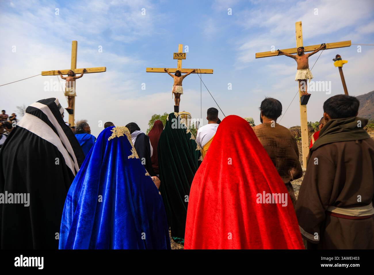 José Julio Olivares performing as Jesus Christ while he re-enacts the ...