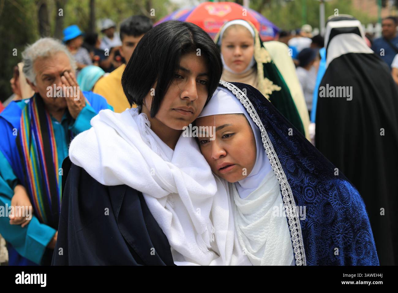 Actors taking part during the passion of Christ in the Good Friday ...