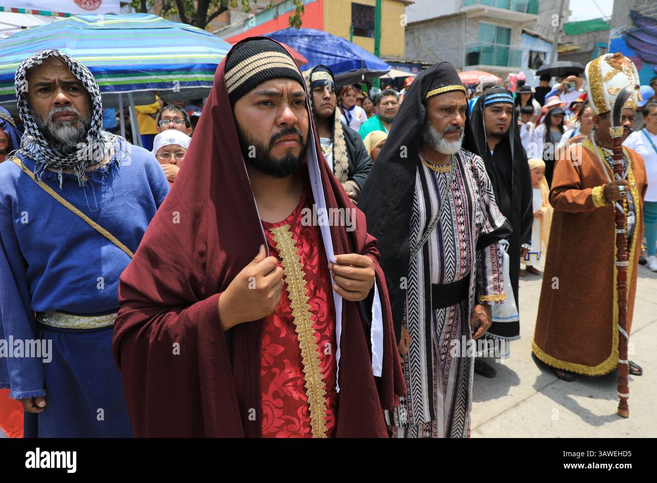 Actors taking part during the passion of Christ in the Good Friday ...