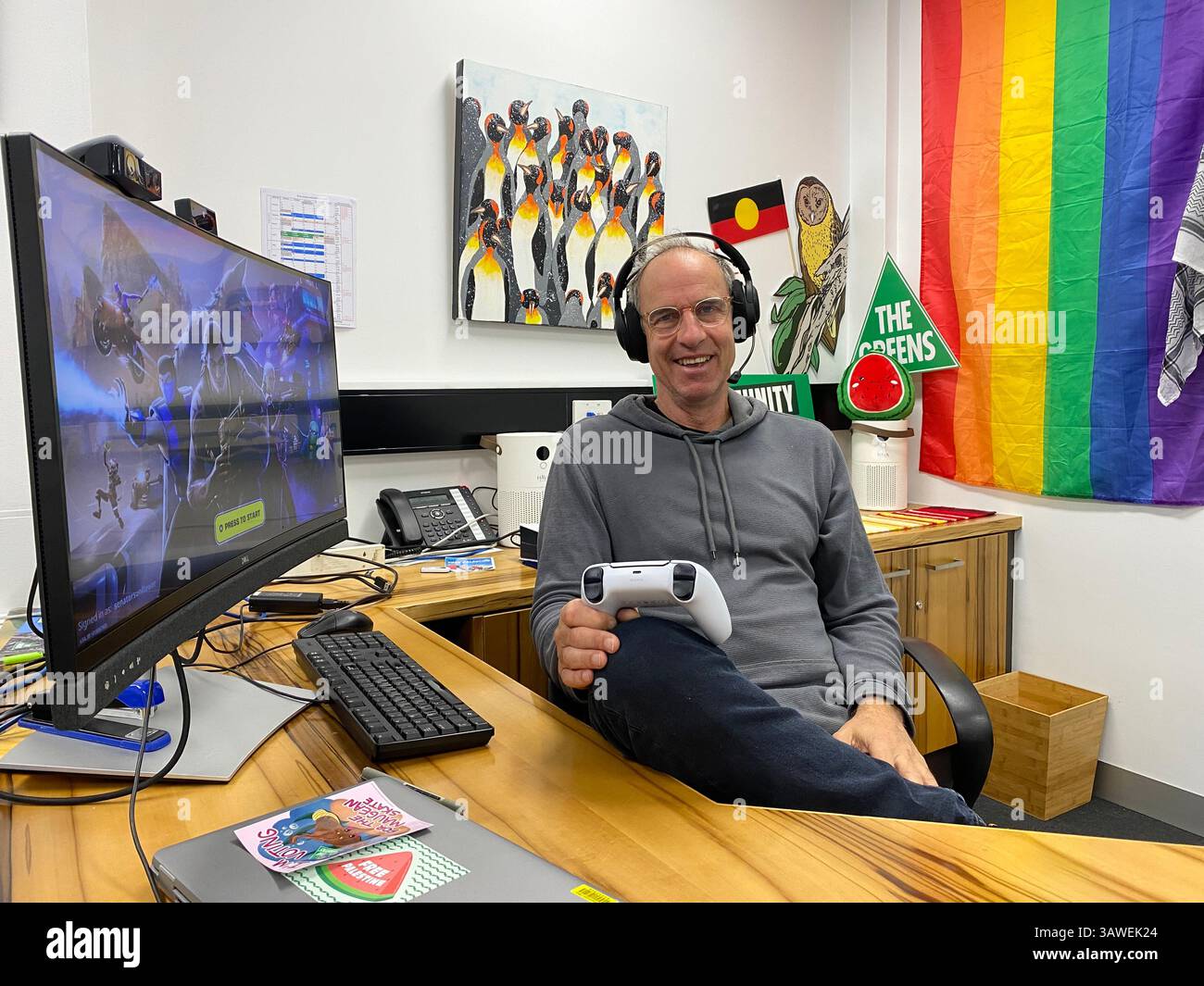 Hobart, Australia. 17th Apr, 2025. Greens Senator Nick McKim poses for ...