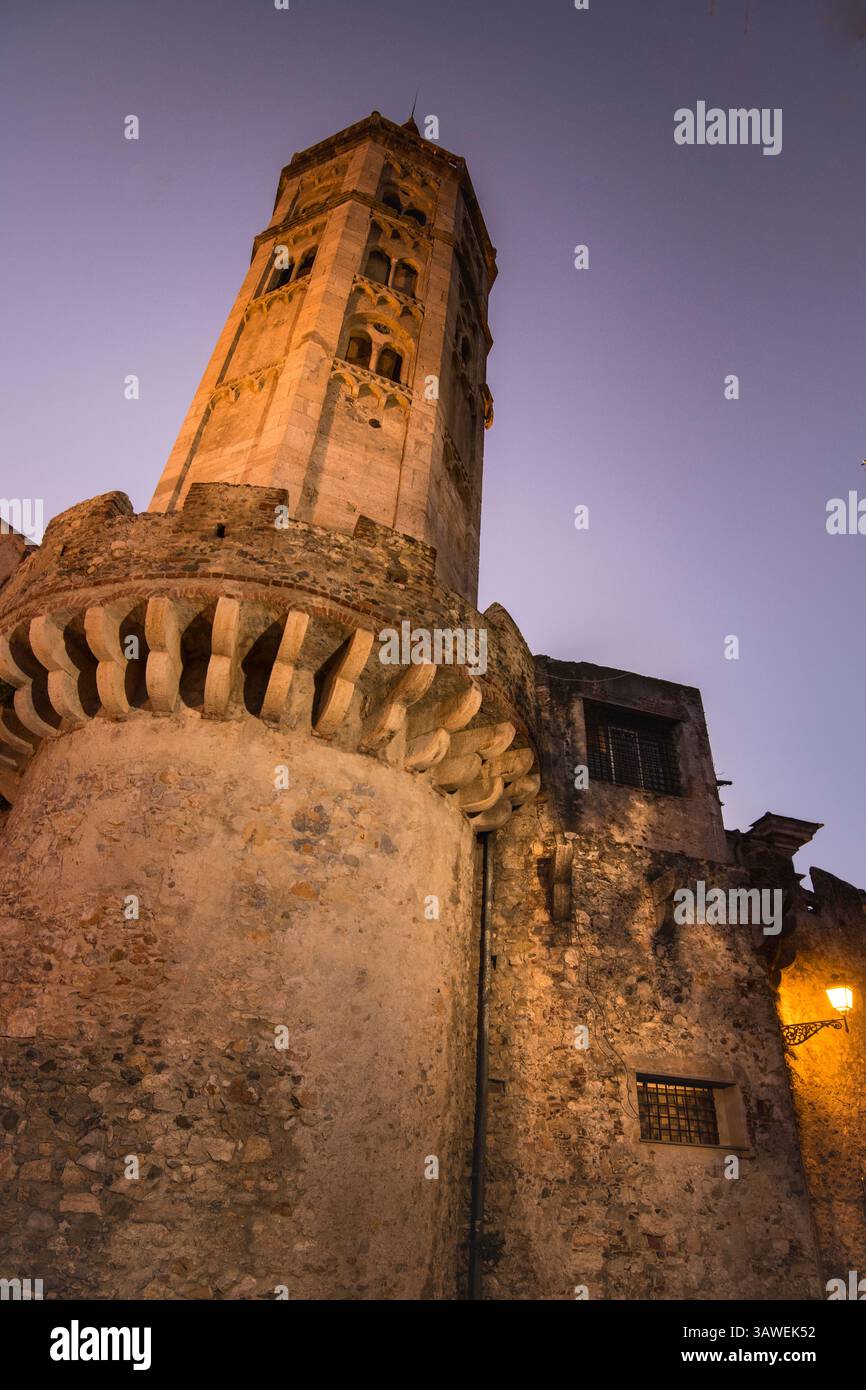 The medieval village of Finalborgo with fortified city walls and the ...
