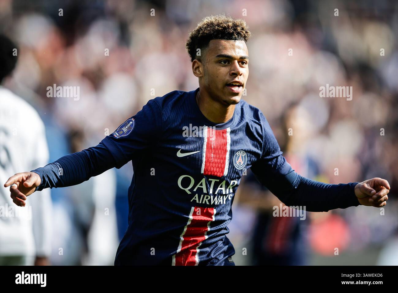 Desire DOUE of PSG celebrates his goal during the French championship ...