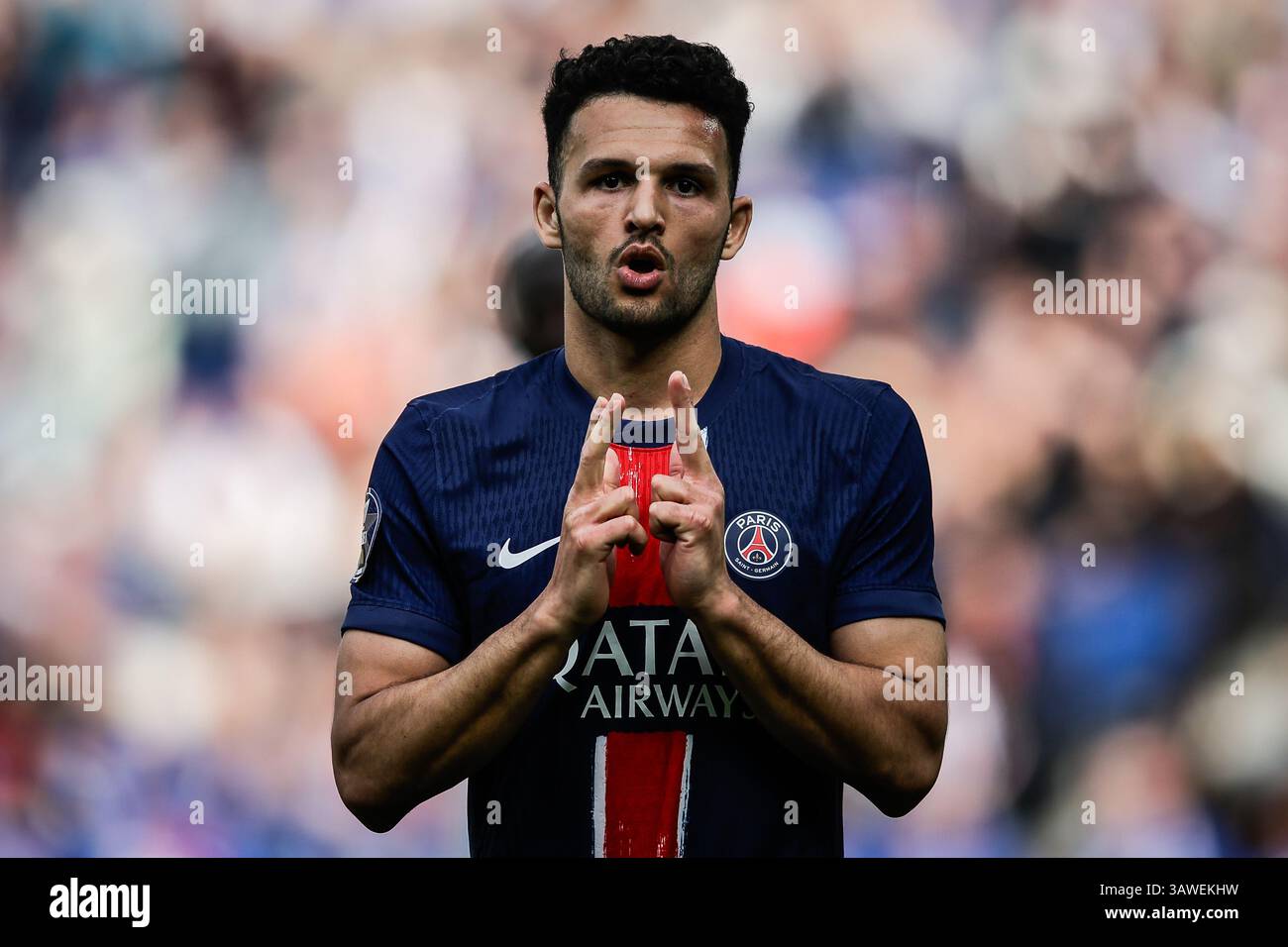 Goncalo RAMOS of PSG celebrates his goal during the French championship ...