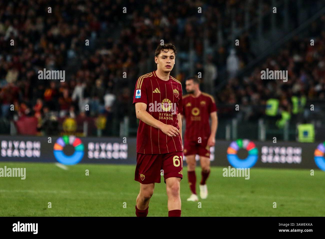Rome, Italy. 20th Apr, 2025. Niccolo Pisilli of AS Roma during AS Roma ...