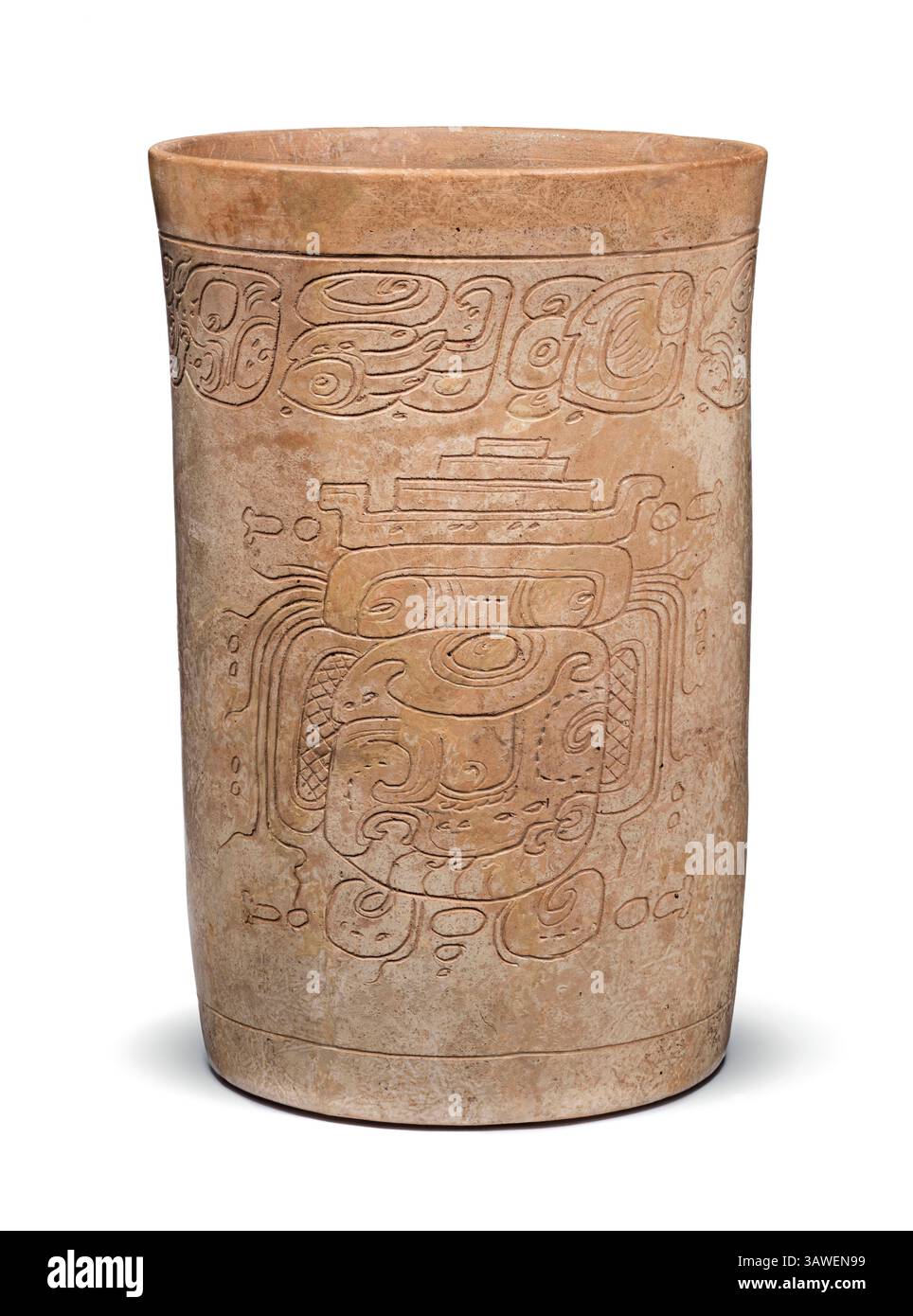 Cylinder Vessel with Water Lily Serpent. Northern Guatemala or ...