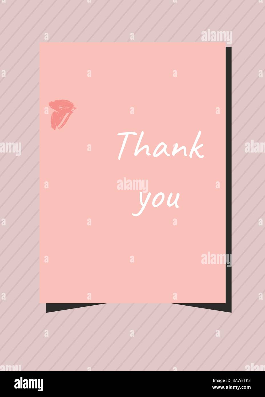 Thank you card with lily floral and brush stroke hand drawn pattern ...