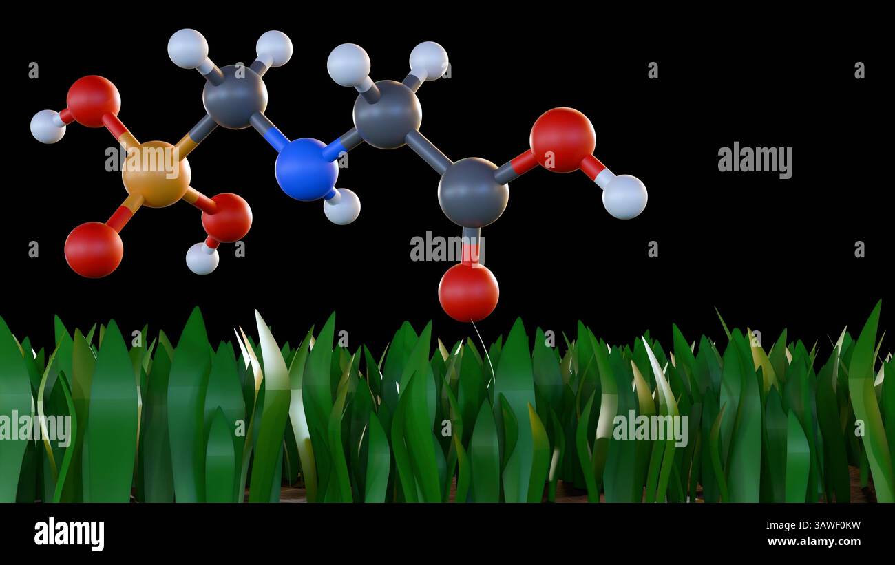 3D rendering of glyphosate-based herbicides shows their primary ...