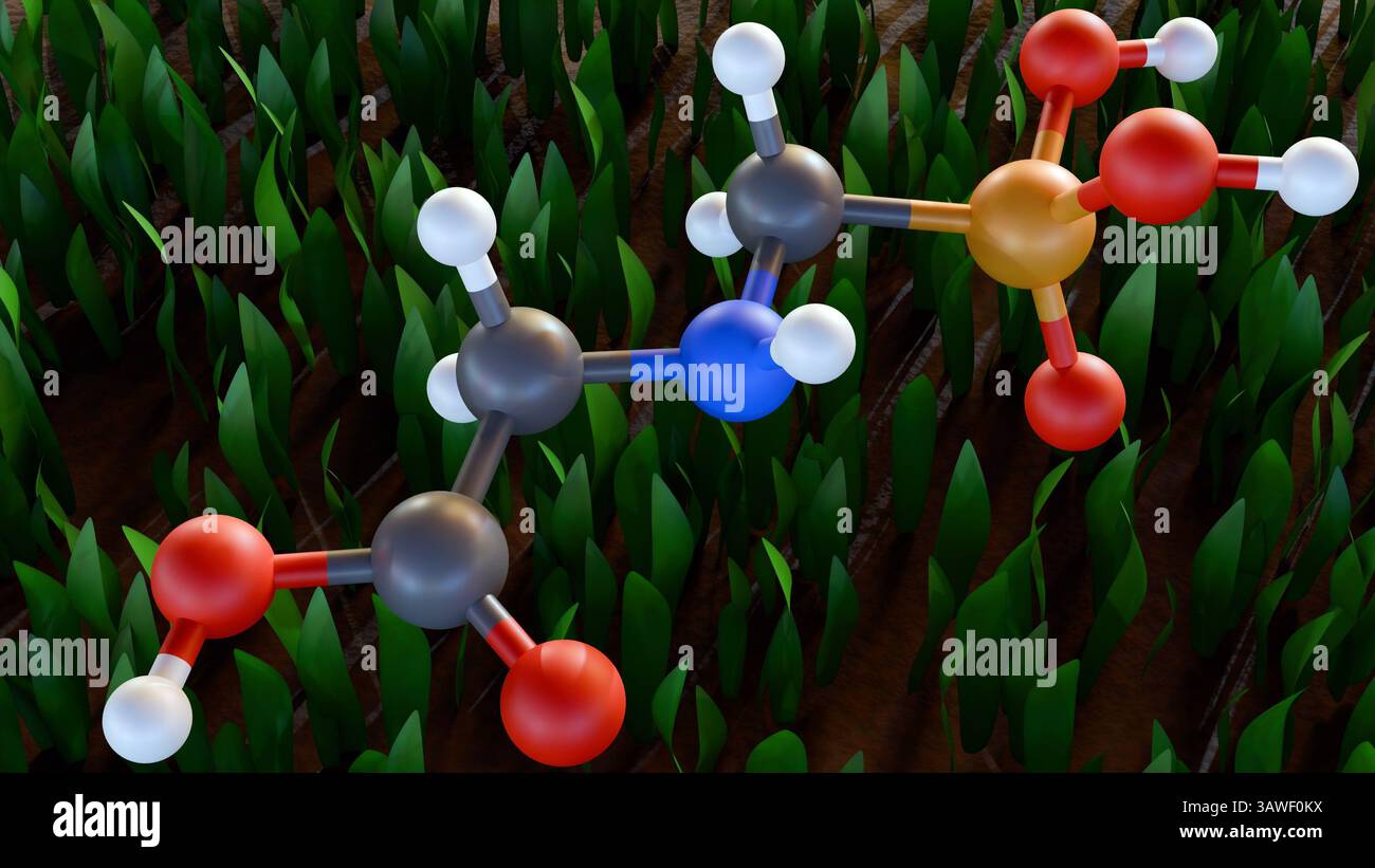 3D rendering of glyphosate-based herbicides shows their primary ...
