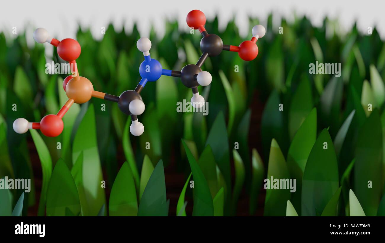 3D rendering of glyphosate-based herbicides shows their primary ...