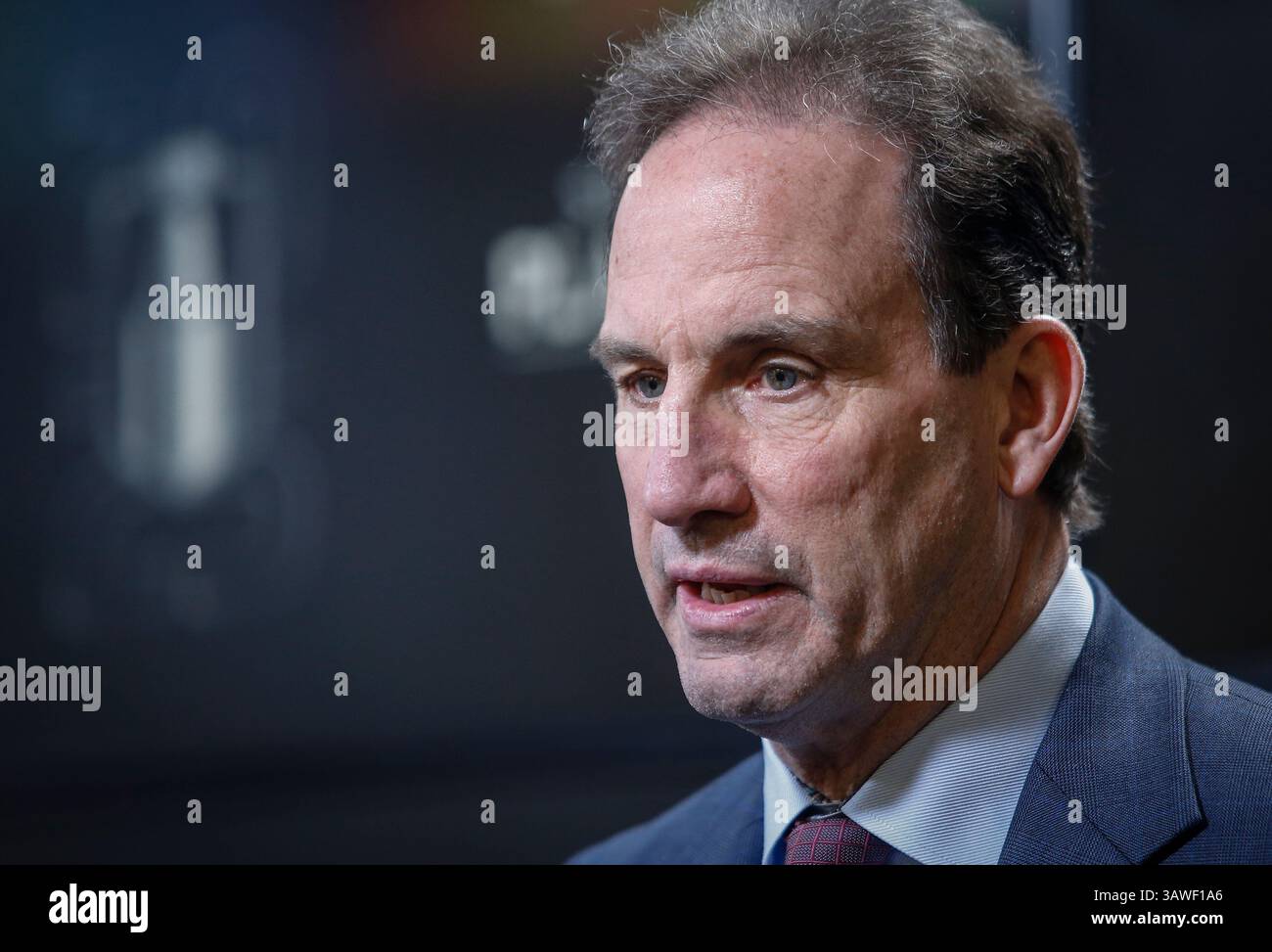 Winnipeg Jets head coach Scott Arniel talks to media at a post NHL ...