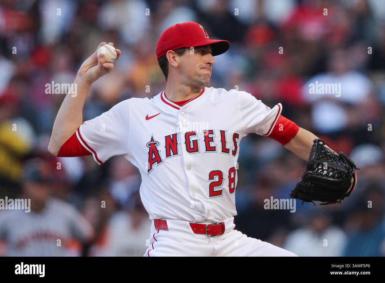 Los Angeles Angels pitcher Kyle Hendricks throws to a San Francisco ...