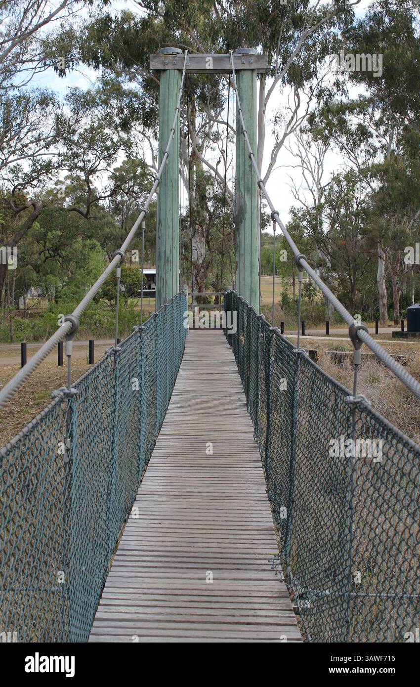 Swinging Bridge suspension at Cooyar in Queensland, Australia Stock ...
