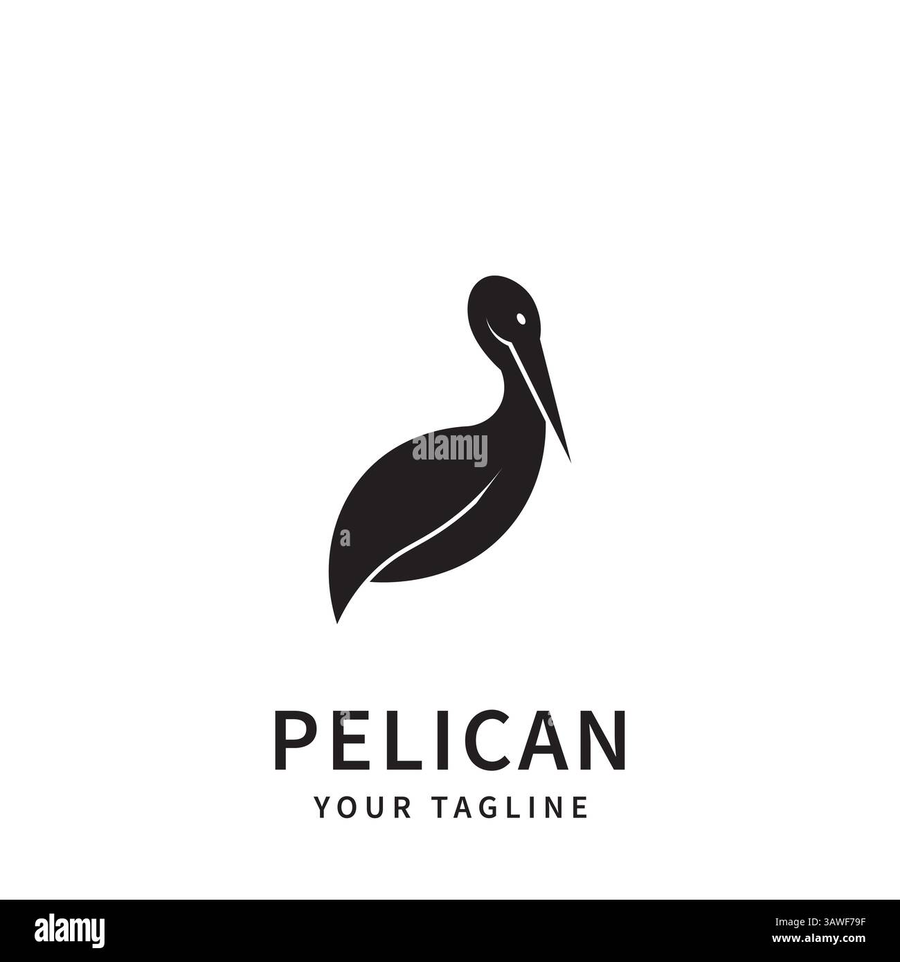 Pelican logo with minimalist design, pelican bird vector template Stock ...