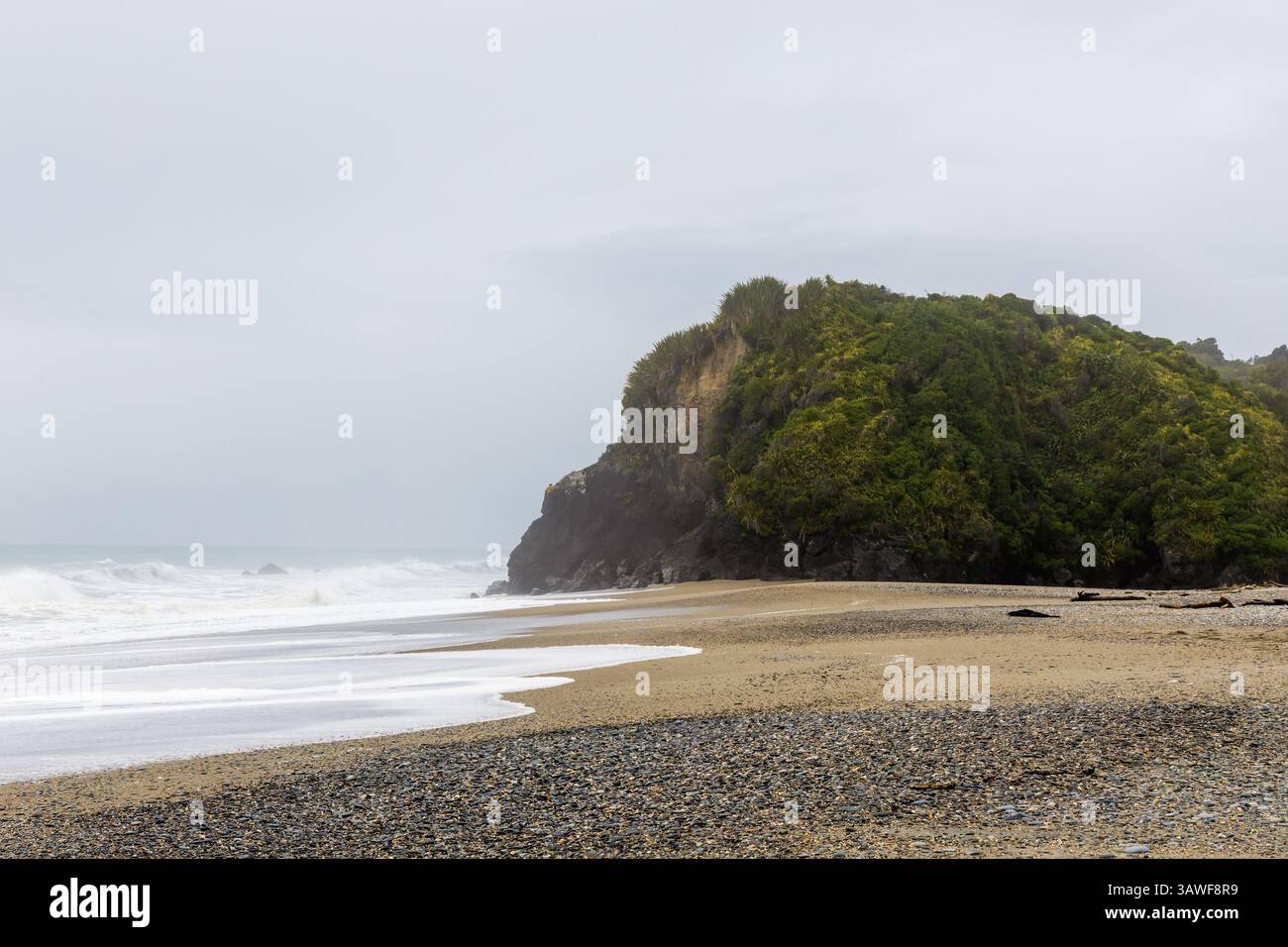 Scenic Landscape on Knight's Point Lookout. Ocean shore. South Island ...