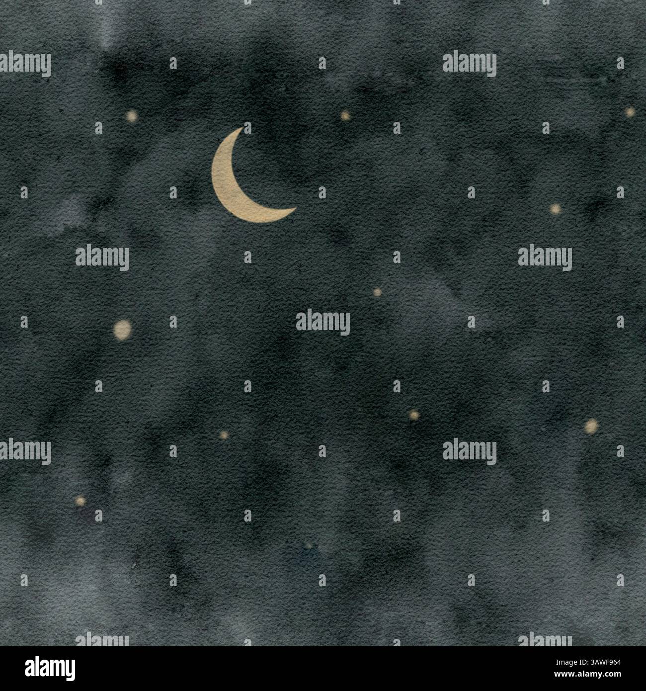 A tranquil watercolor illustration capturing a dreamy night sky with a ...