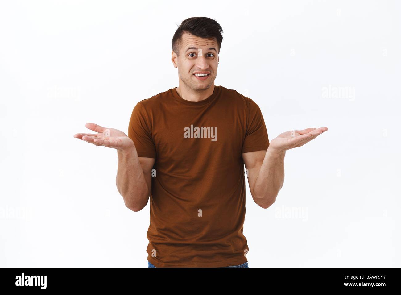 I have no idea how to help you. Portrait of handsome indecisive italian ...