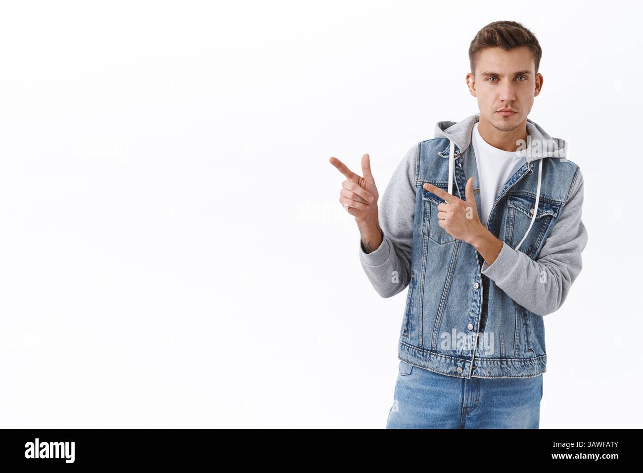 Serious-looking suspicious handsome boyfriend, suspect partner cheating ...