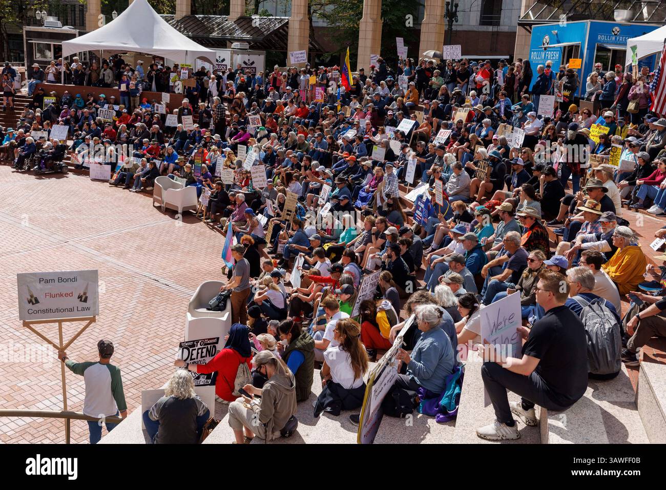 Portland, USA. 19th Apr, 2025. Many thousands demonstrated in Portland ...