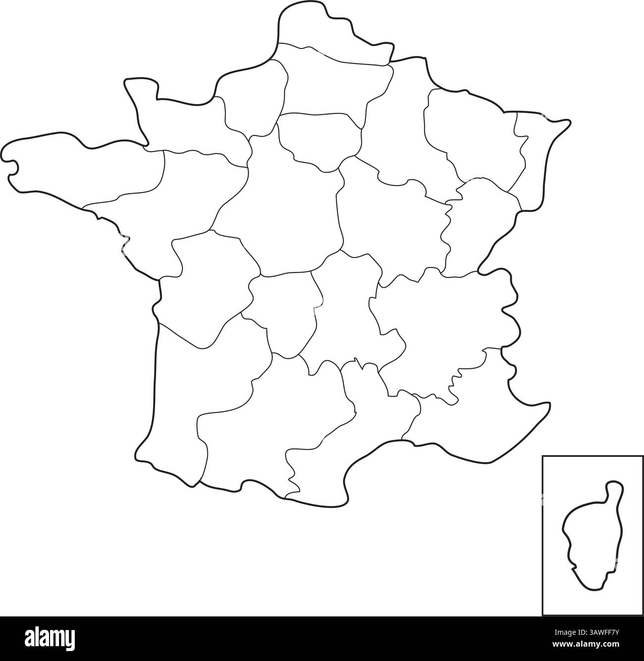 France map with borders of the regions. Detailed vector illustration of ...