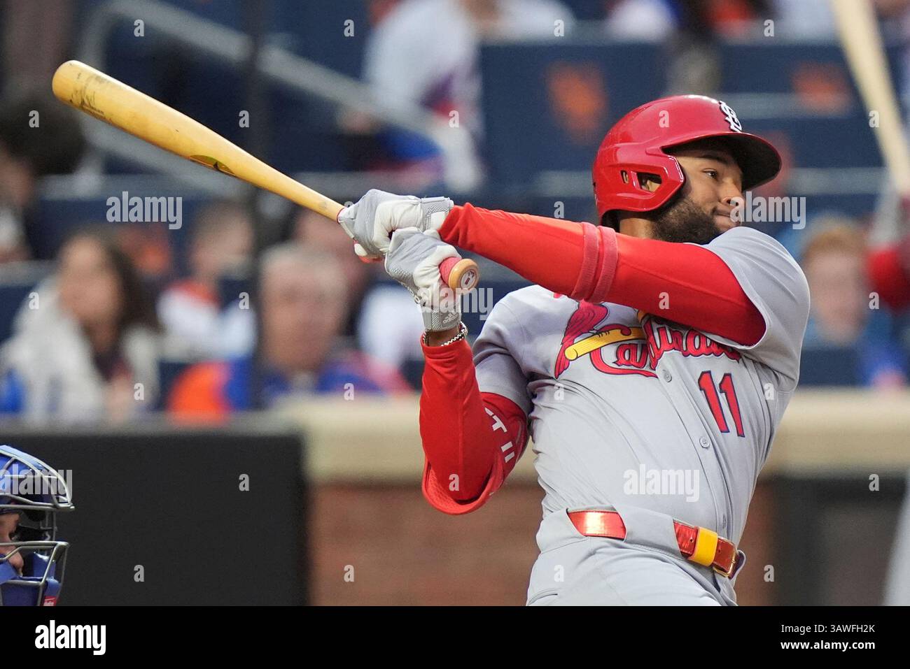 St. Louis Cardinals' Victor Scott II (11) during the first inning of a ...