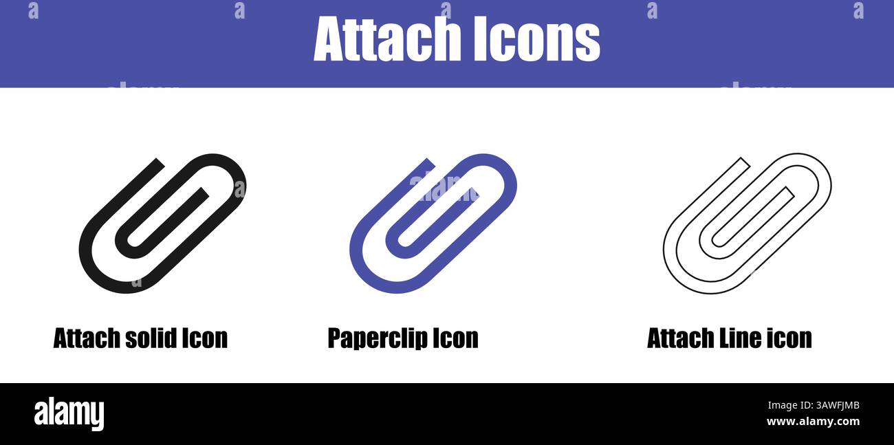 Attach Icon set Isolated on White Background Stock Vector Image & Art ...