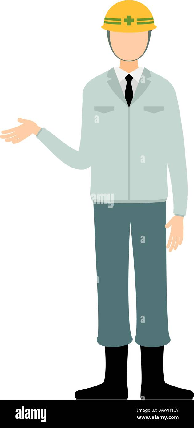 Simple illustration of a man supervisor wearing a helmet talk Stock ...