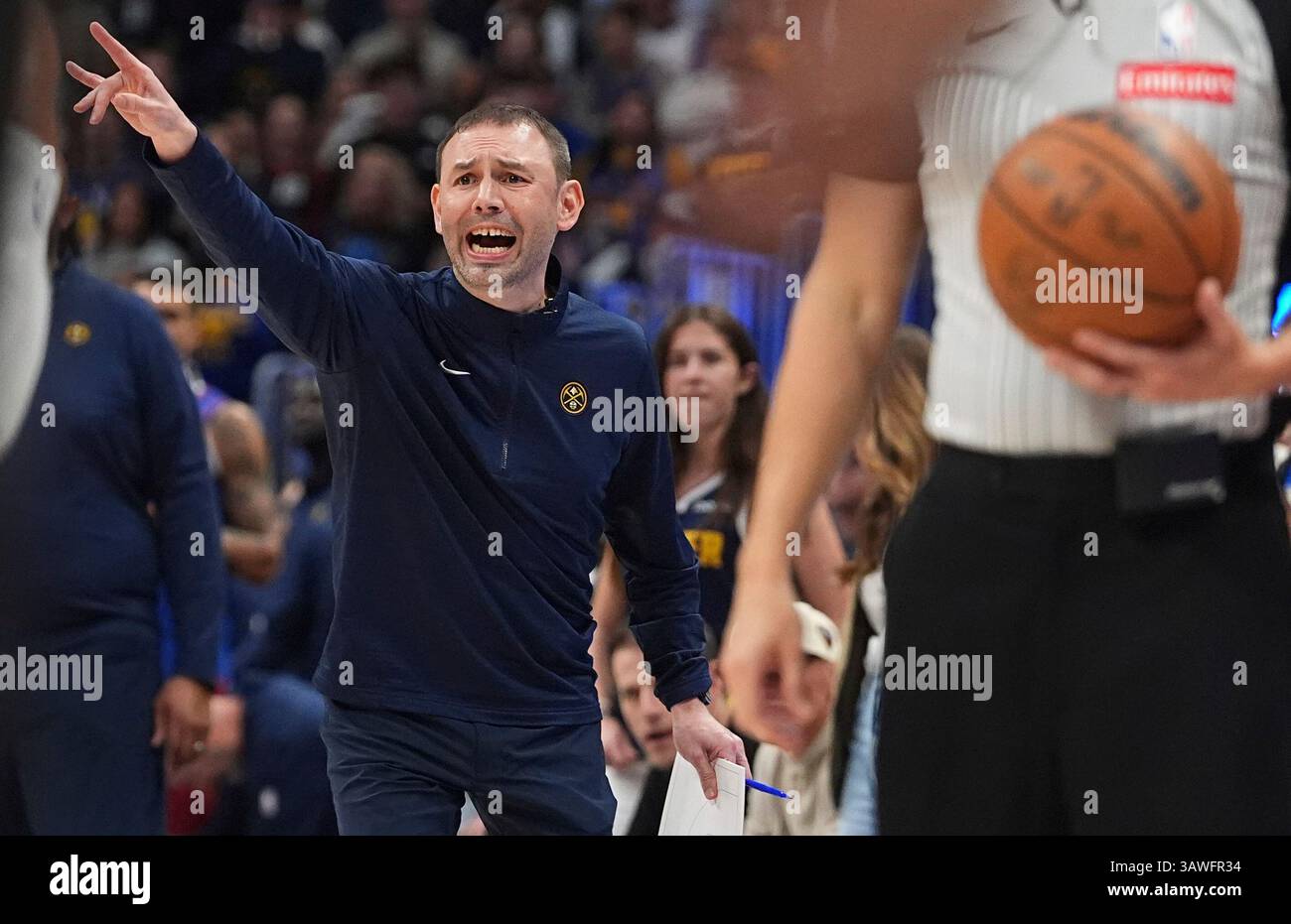 Denver Nuggets interim head coach David Adelman in overtime of Game 1 ...
