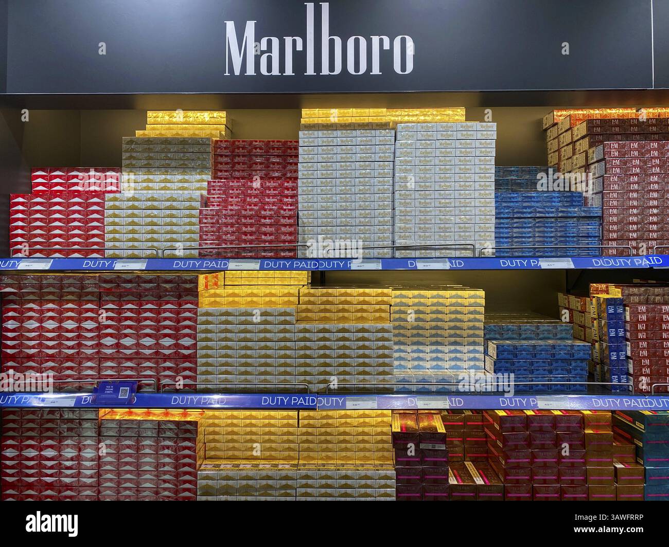 Marlboro cigarettes, shelf, Duty Free, Duty-Free Shop, Thessaloniki ...