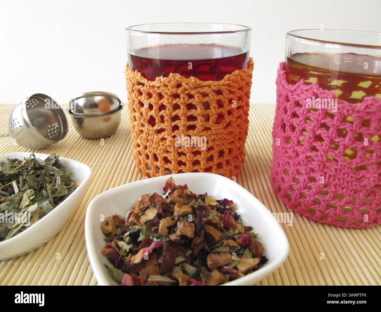 Tea in wrapped tea glasses Stock Photo - Alamy