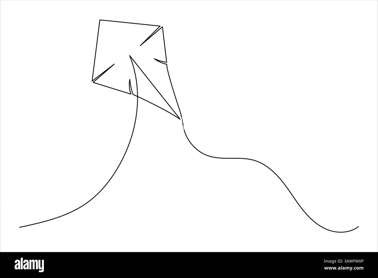 Kite one line drawing minimalist simple outline vector illustration ...