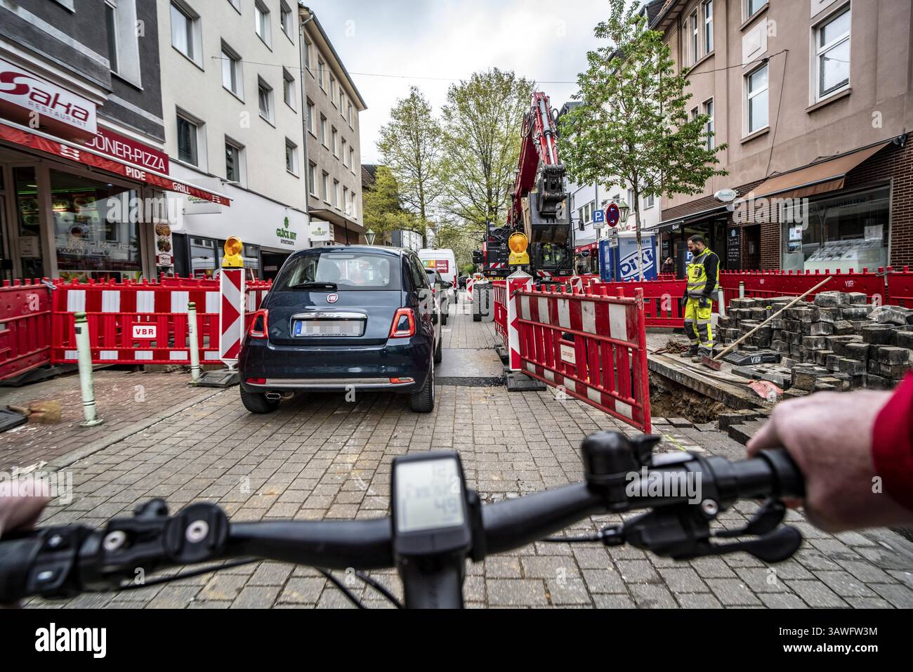 Cycling in the city, inner-city street, cycle lane, bicycles have ...