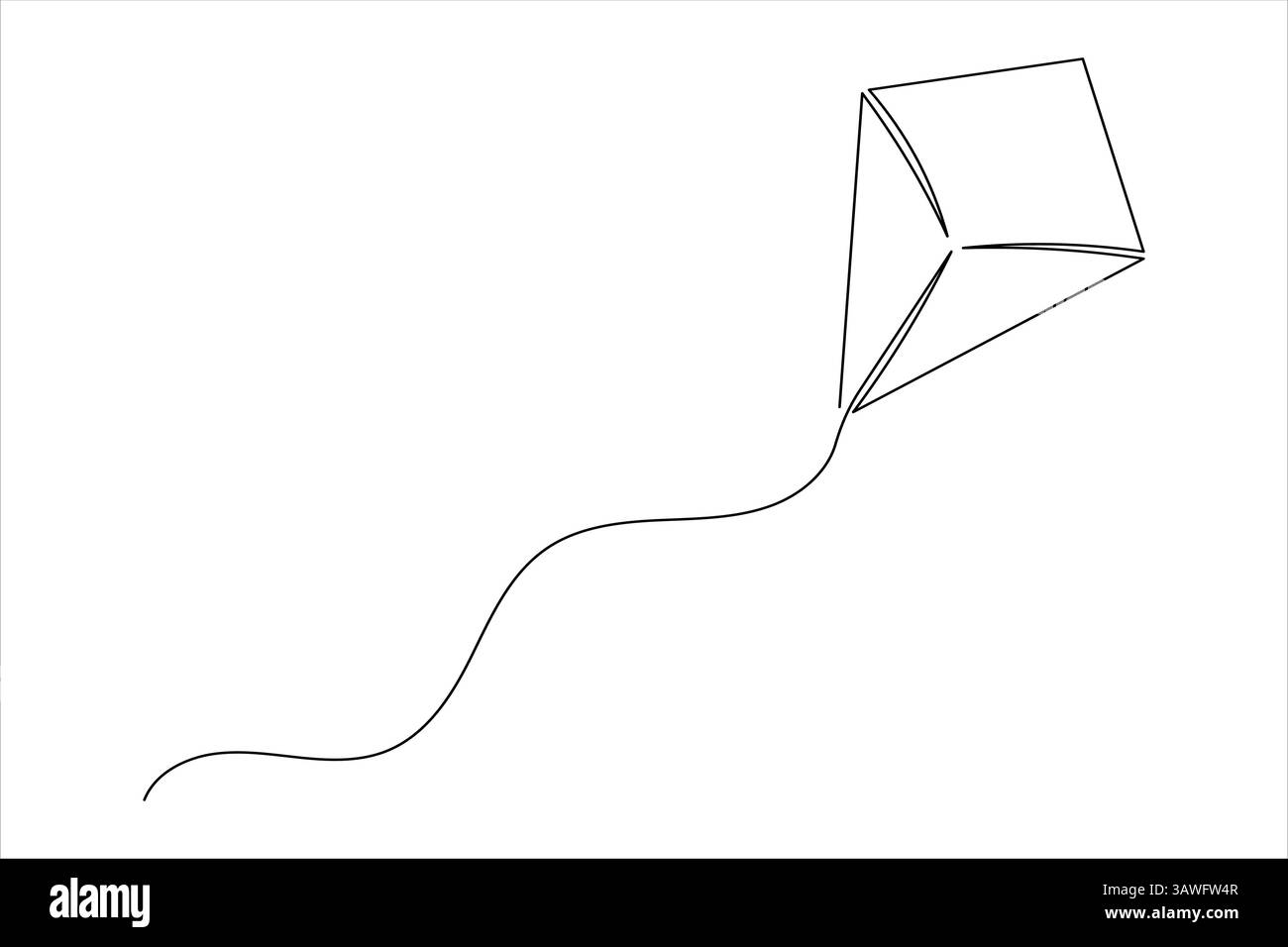 Kite one line drawing minimalist simple outline vector illustration ...