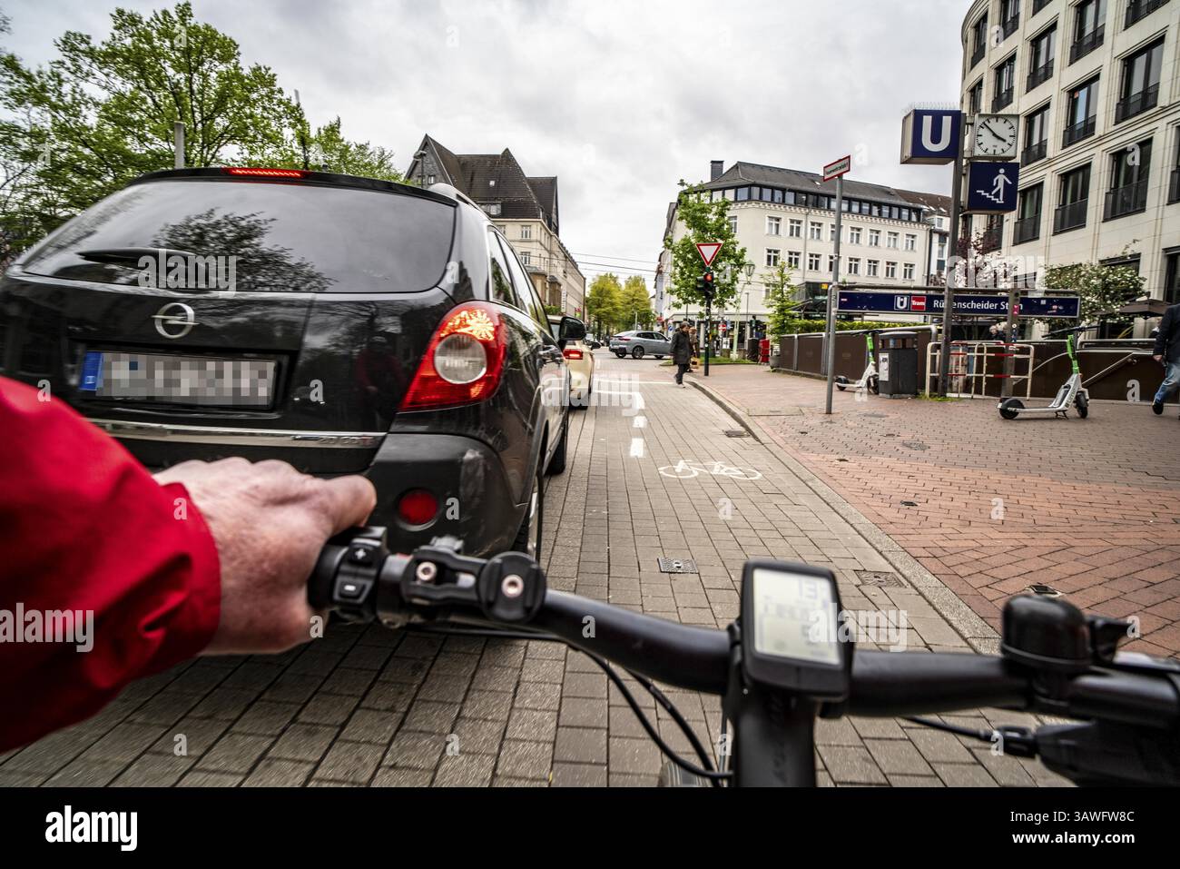 Cycling in the city, inner-city street, cycle lane, bicycles have ...