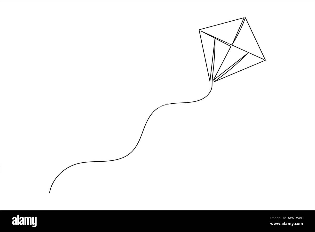 Kite one line drawing minimalist simple outline vector illustration ...