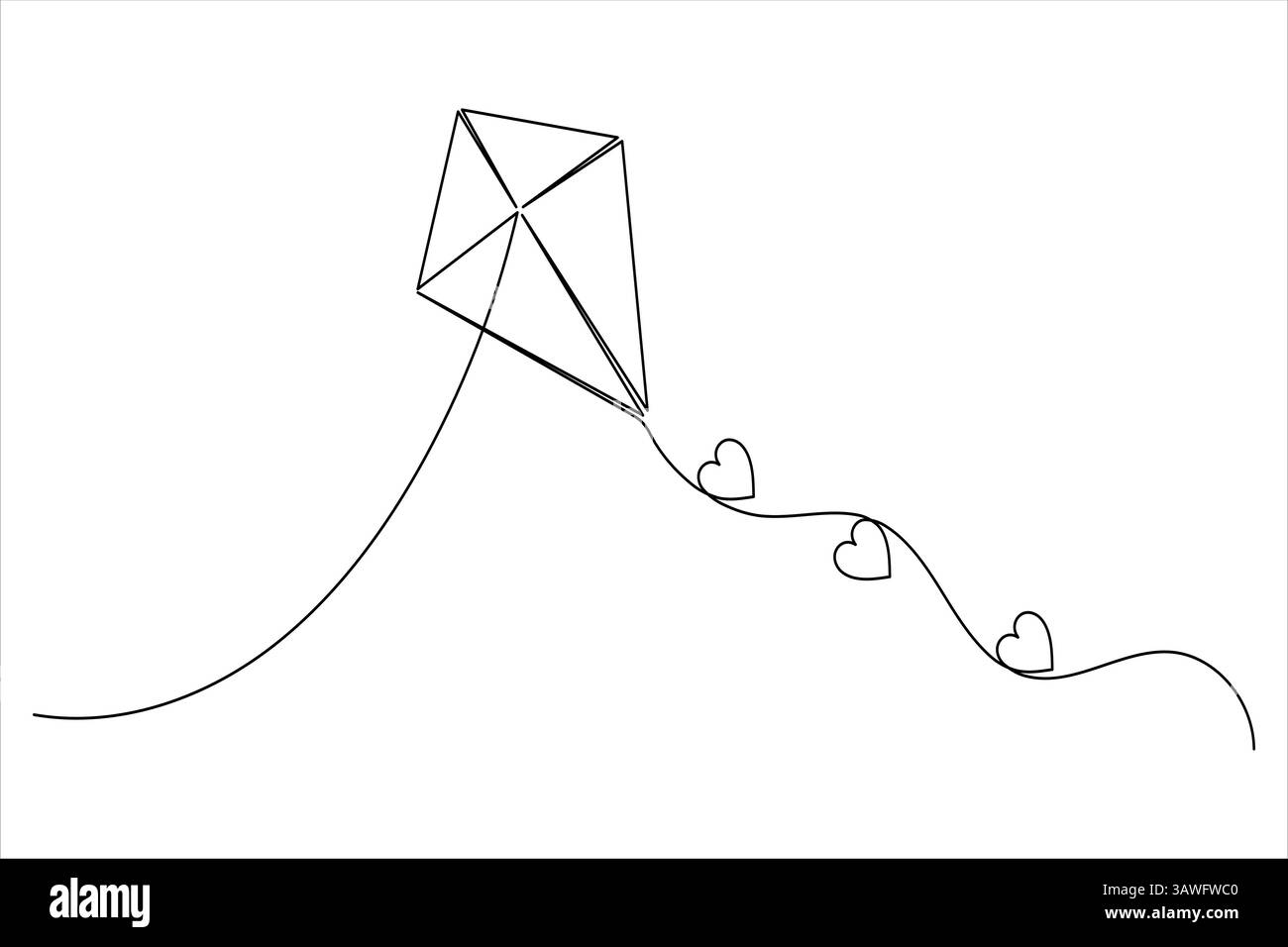 Kite one line drawing minimalist simple outline vector illustration ...