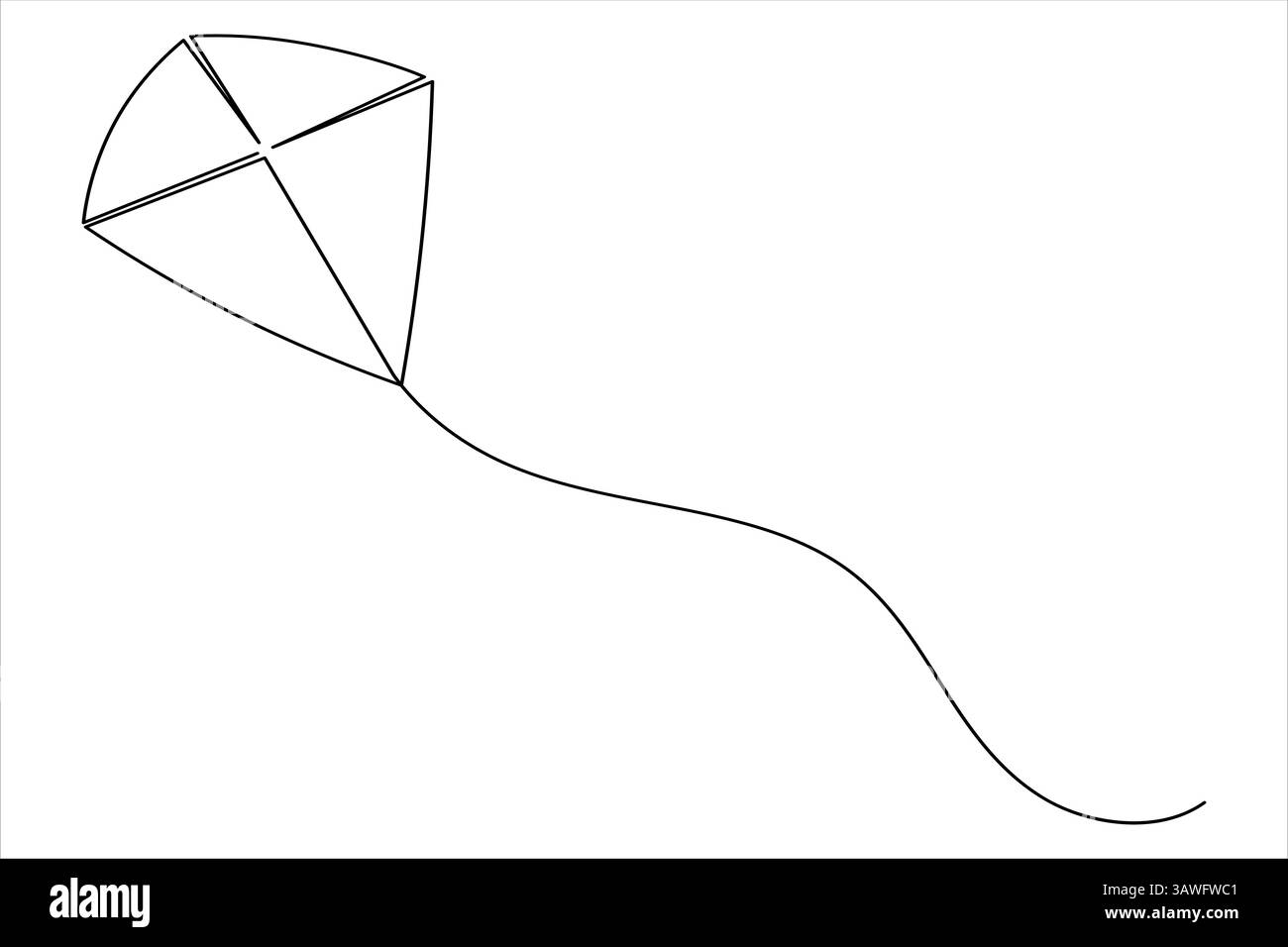 Kite one line drawing minimalist simple outline vector illustration ...