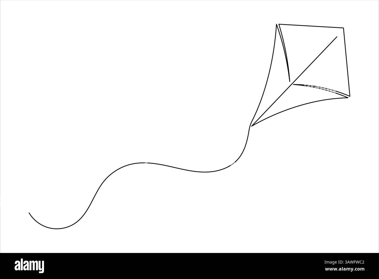 Kite one line drawing minimalist simple outline vector illustration ...