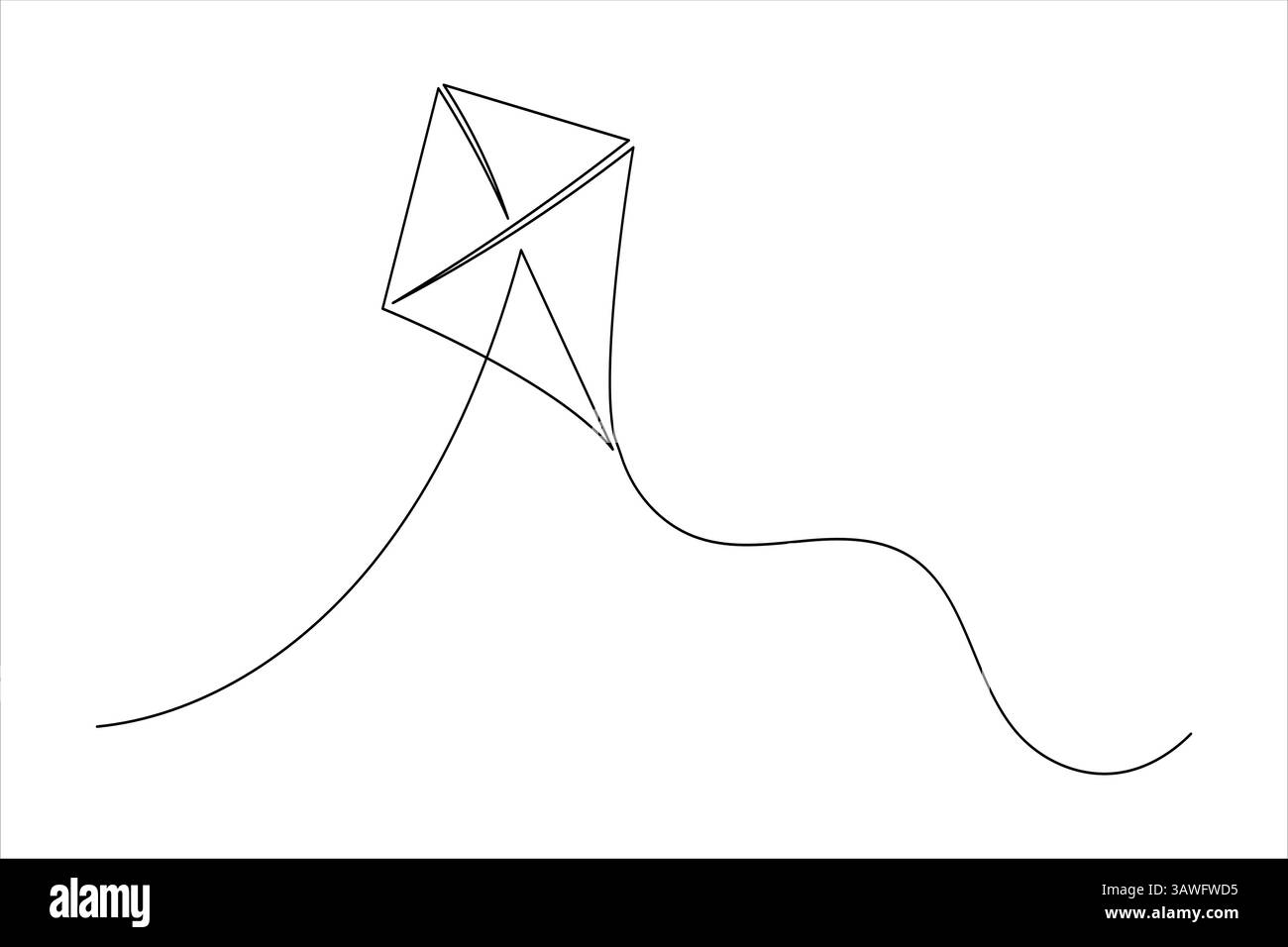 Kite one line drawing minimalist simple outline vector illustration ...