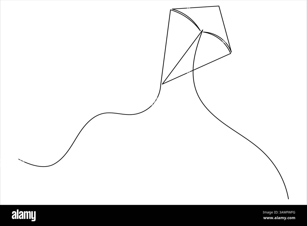 Kite one line drawing minimalist simple outline vector illustration ...